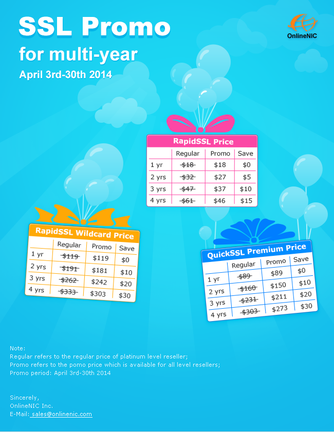 Multi-year SSL promo in April